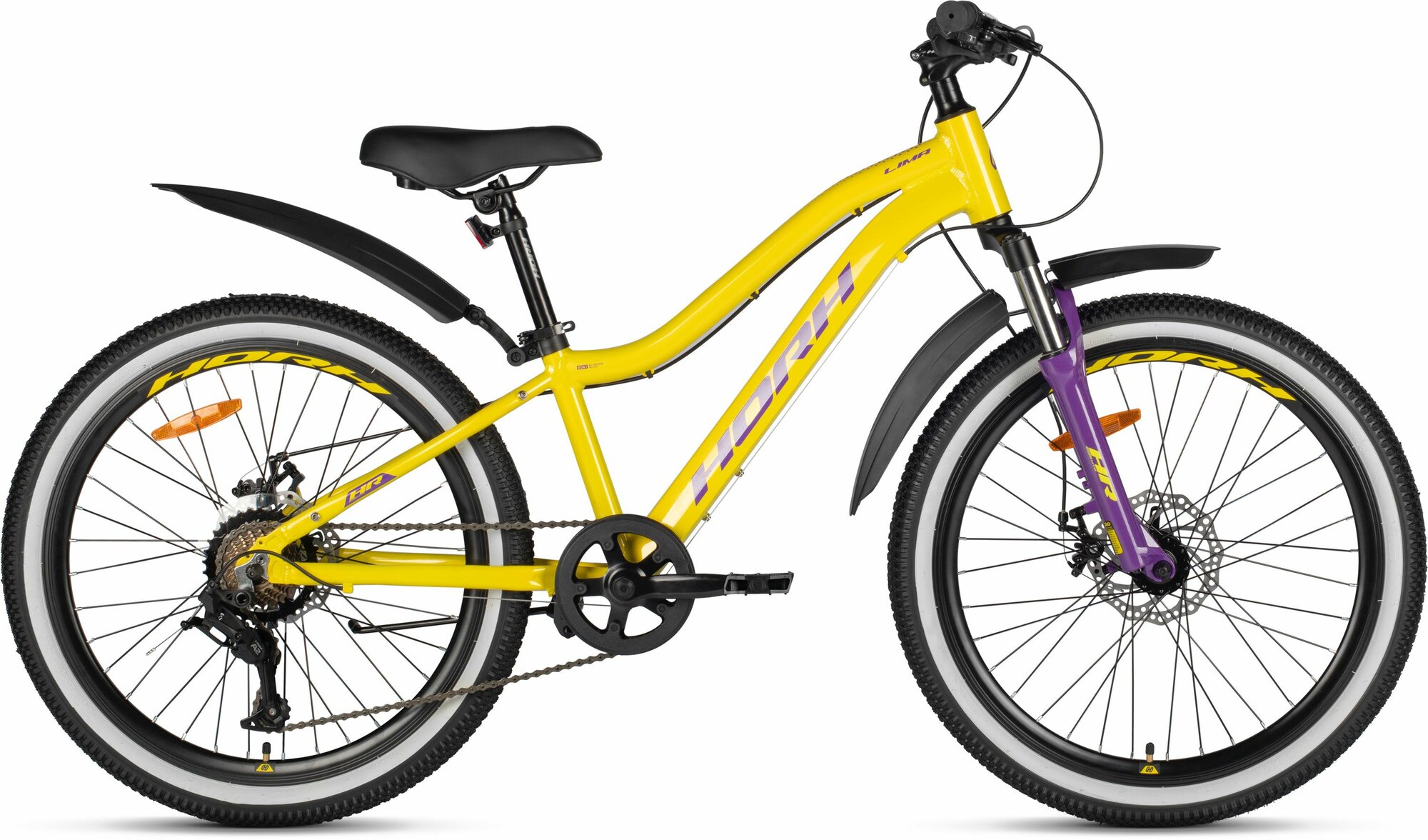 Велосипед HORH LIMA 24" (2025) Yellow-Purple/желтый-фиолетовый, алюминиевая рама 12" для девочек на рост 130-145 см