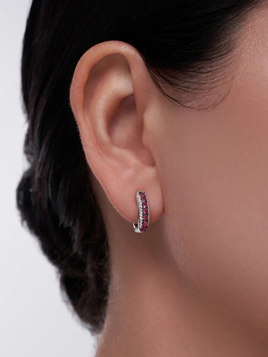 Серьги, серебро, 925 проба, родирование, фианит