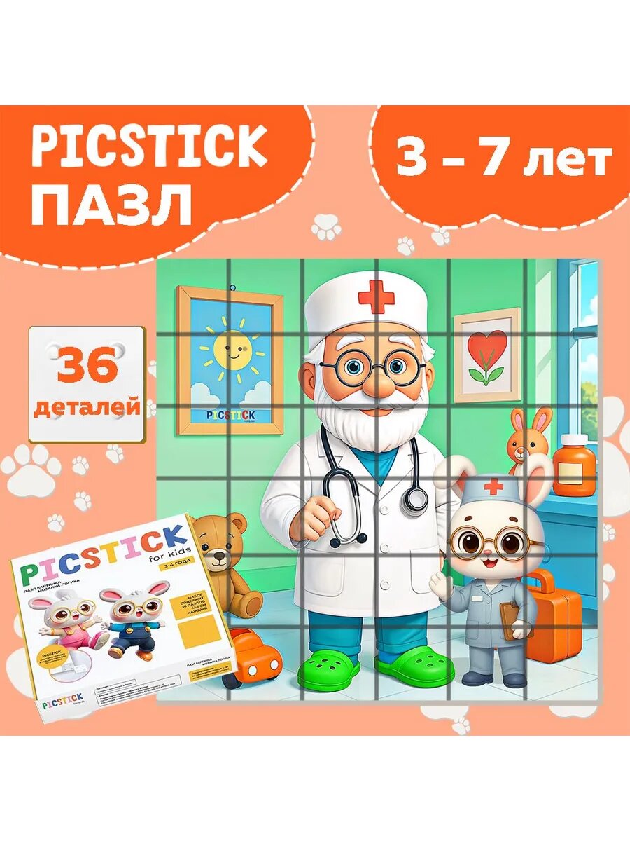 Пазл для детей Врач 36 эл. 24*24 см