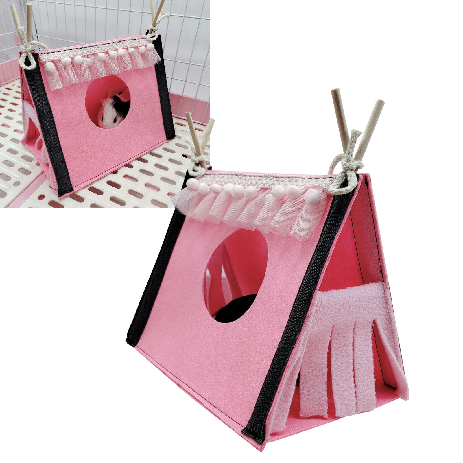 Укрытие для хомяка, палатка, кролик, крыса, туннель, дом, игрушка-трубка для маленьких животных, теплое гнездо, среда обитания, розовый цвет