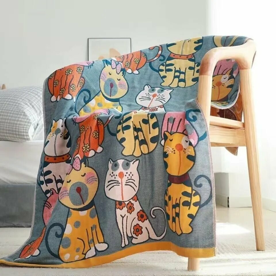 Homely Shop Полотенце банное homely, Хлопок, Муслин, 80x160 см, сиреневый, светло-синий, 1 шт.