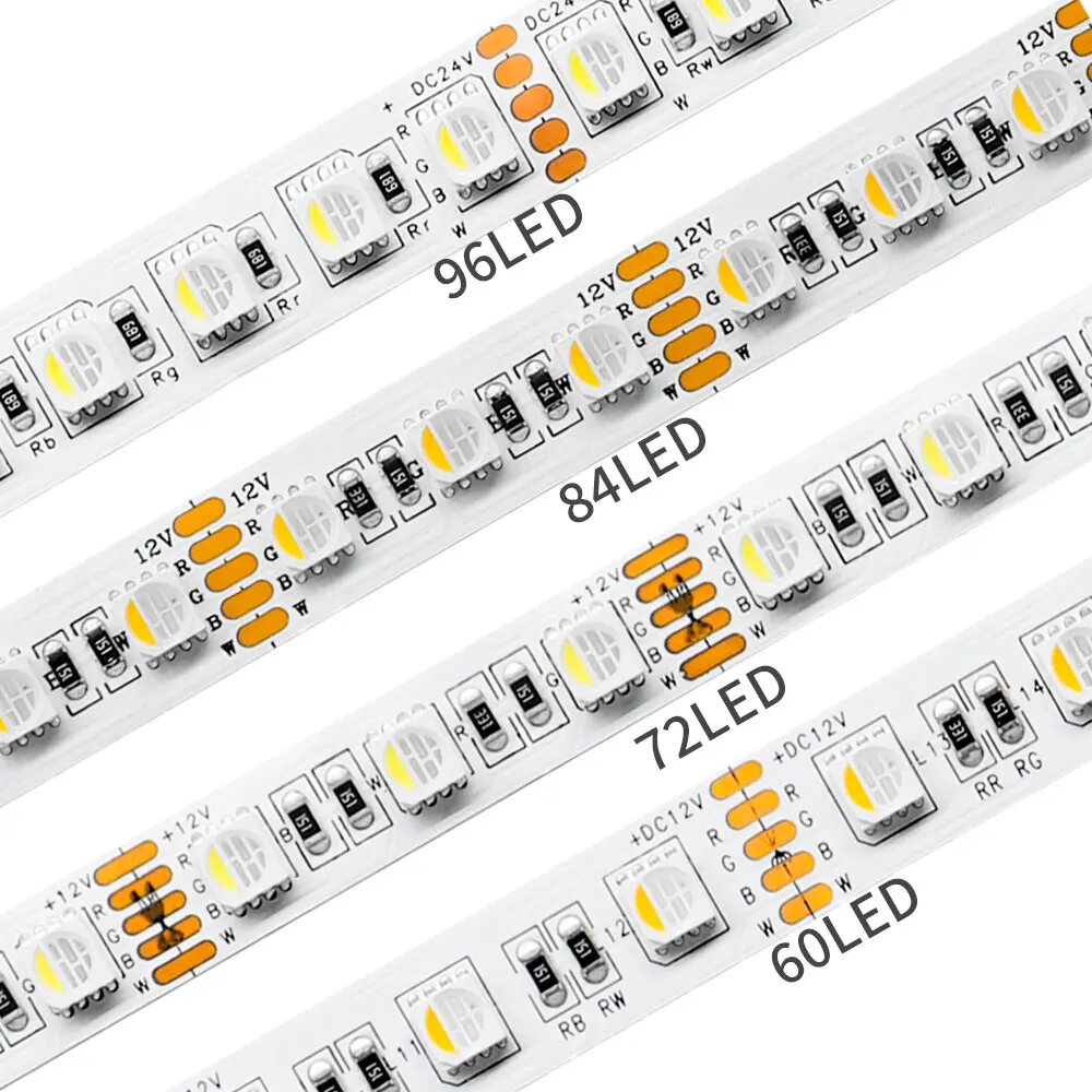 RGBW RGBNW RGBWW Светодиодная лента 5050 SMD 4IN1 60/72/84/96 светодиодов/м Гибкая лента для освещения DC12V/24V, RGBW DC12V, IP67 Waterproof, 5M 72 Leds 10MM