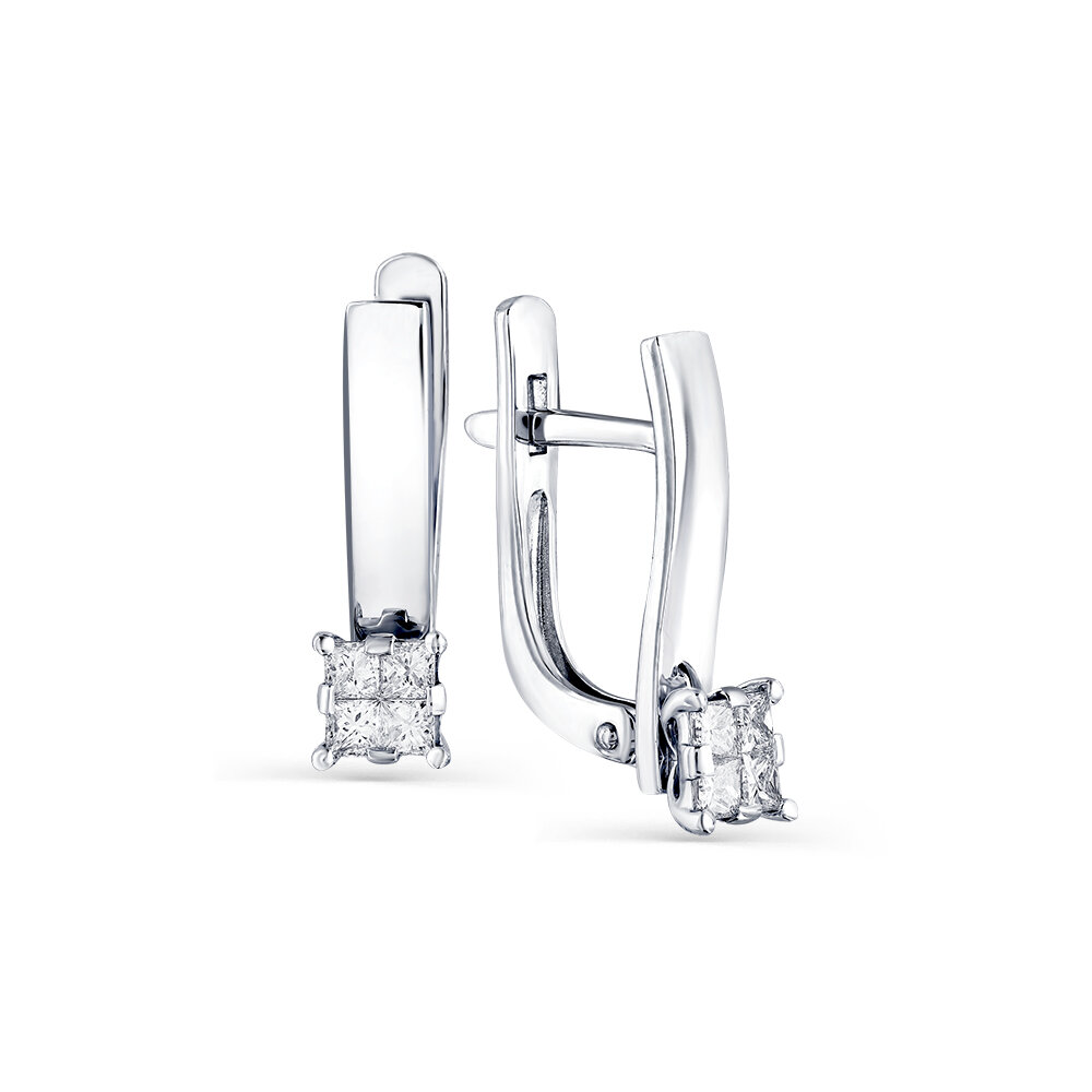 Серьги, красное золото, 585 проба, бриллиант