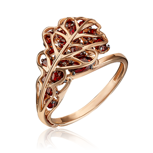 Кольцо, красное золото, 585 проба, гранат