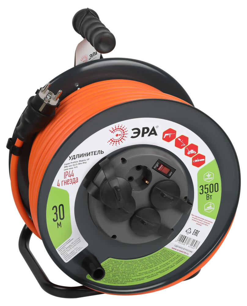 Розеточные блоки, удлинители RMx-4es-3x2.5-30m-IP44 ЭРА