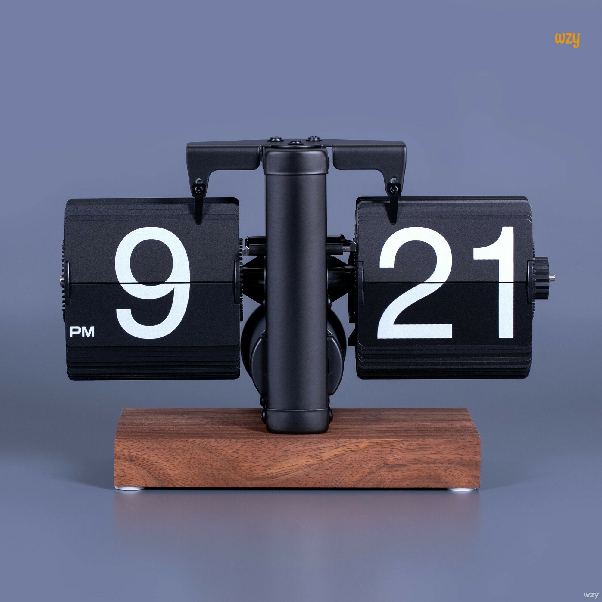 Классические перекидные часы Flip-Clock на деревянной подставке, 14х20х9, Black