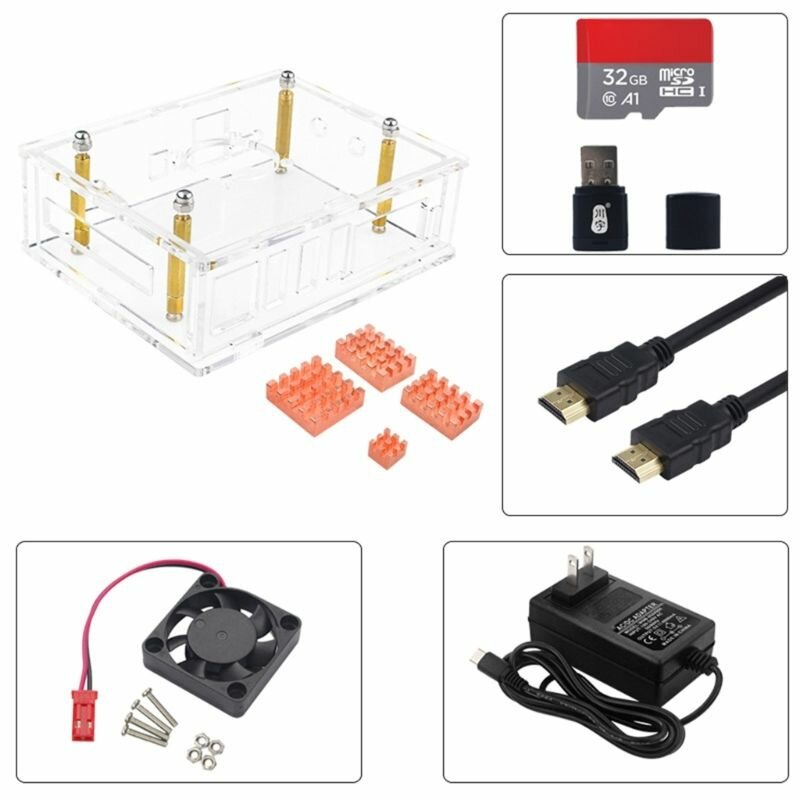 Чехол для Orange Pi 5 Plus Прозрачный корпус Прозрачная крышка с охлаждающим вентилятором Металлические радиаторы