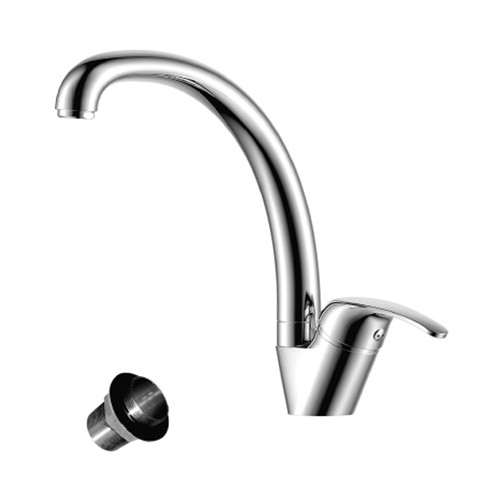 Смеситель для кухни Rossinka высокий, поворотный излив, резьба подключения 1-2"