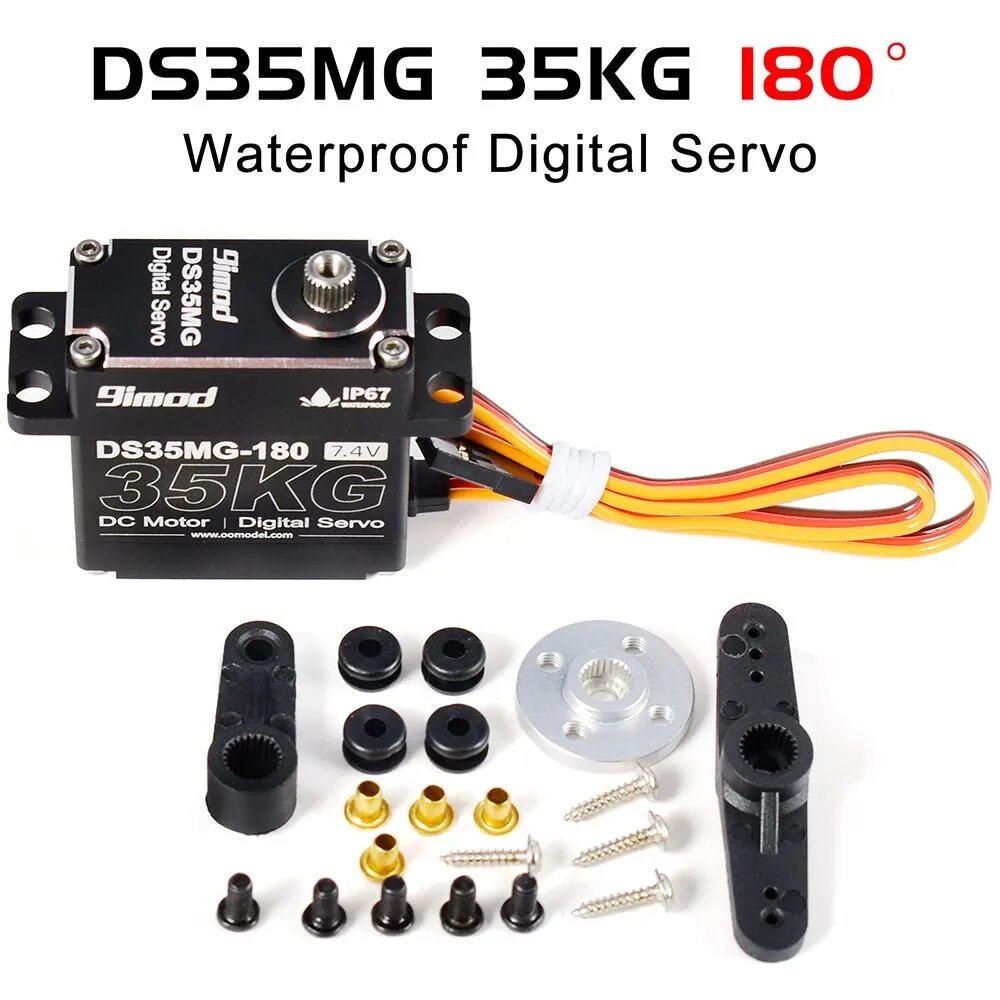 Сервопривод 9IMOD DS35MG 35 кг Водонепроницаемый корпус Угол поворота 180 Для RC моделей 1/6 1/8 1/10 1/12
