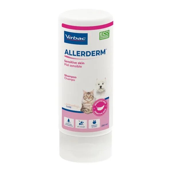 Virbac Allerderm Шампунь для чувствительной кожи для собак и кошек Аллердерм Вирбак, 250 мл