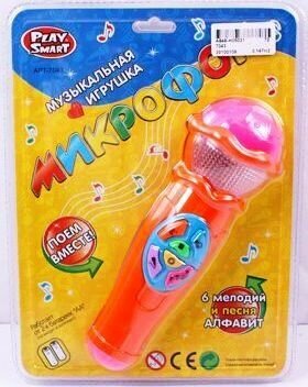 Микрофон на батарейках (свет, звук)