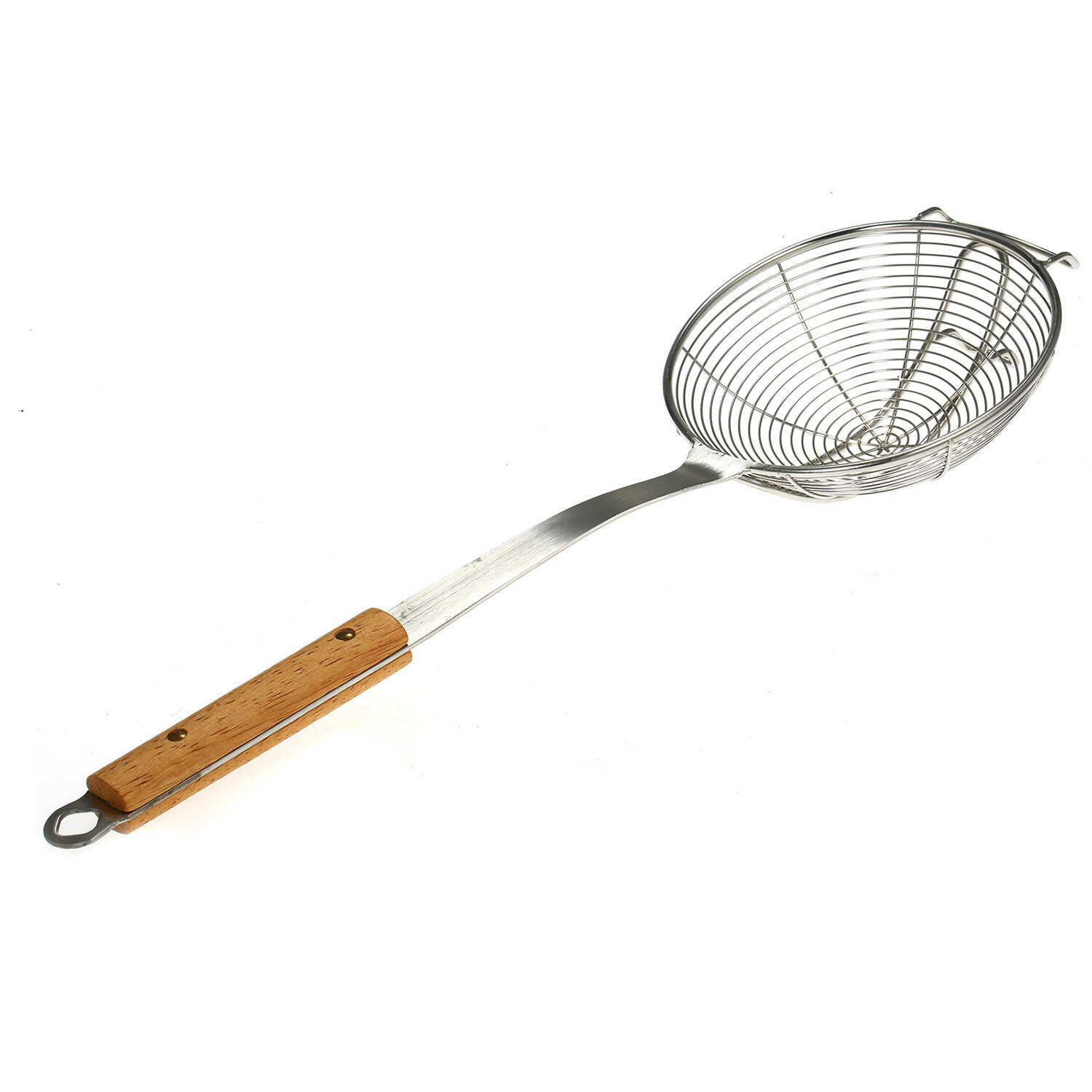 Стainless Steel Strainer Colander Skimmer с деревянной ручкой Mesh Filter для noodles fries pasta, цвет Silver, диаметр 14cm 16cm 18cm 20cm, размер 44*16*6cm, вес 250g, количество 1 шт.