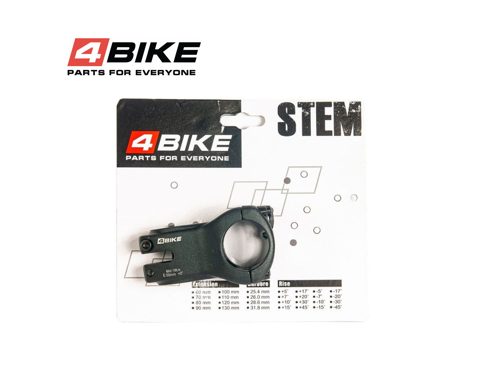 Вынос руля 4BIKE TDS-D626 длина 50 мм, диаметр 35 мм, угол 0°, алюминиевый, чёрный