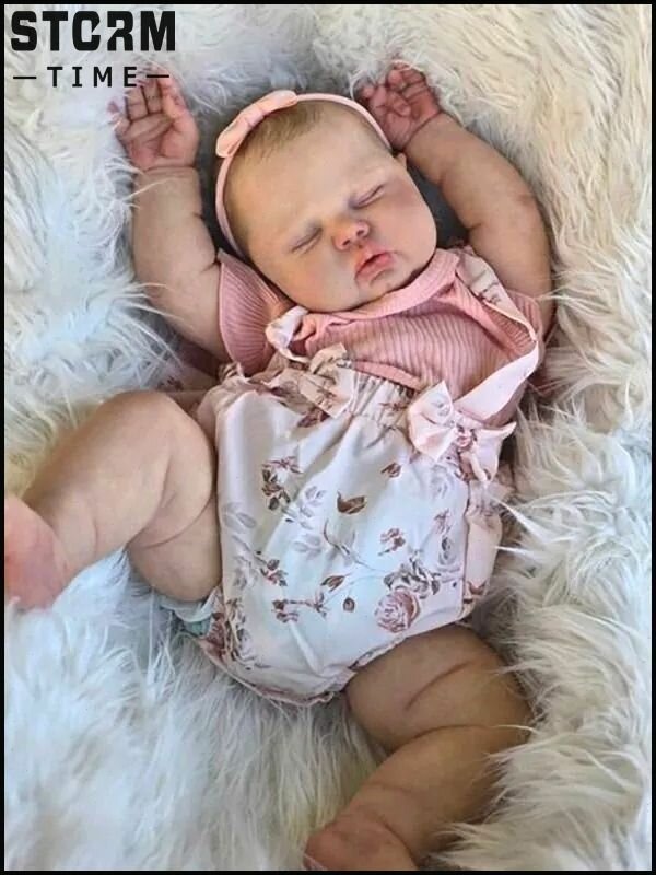 24 дюймов 60 см Новорожденный ребенок Reborn Pickle Sleeping Кукла Реборн, тело из ткани