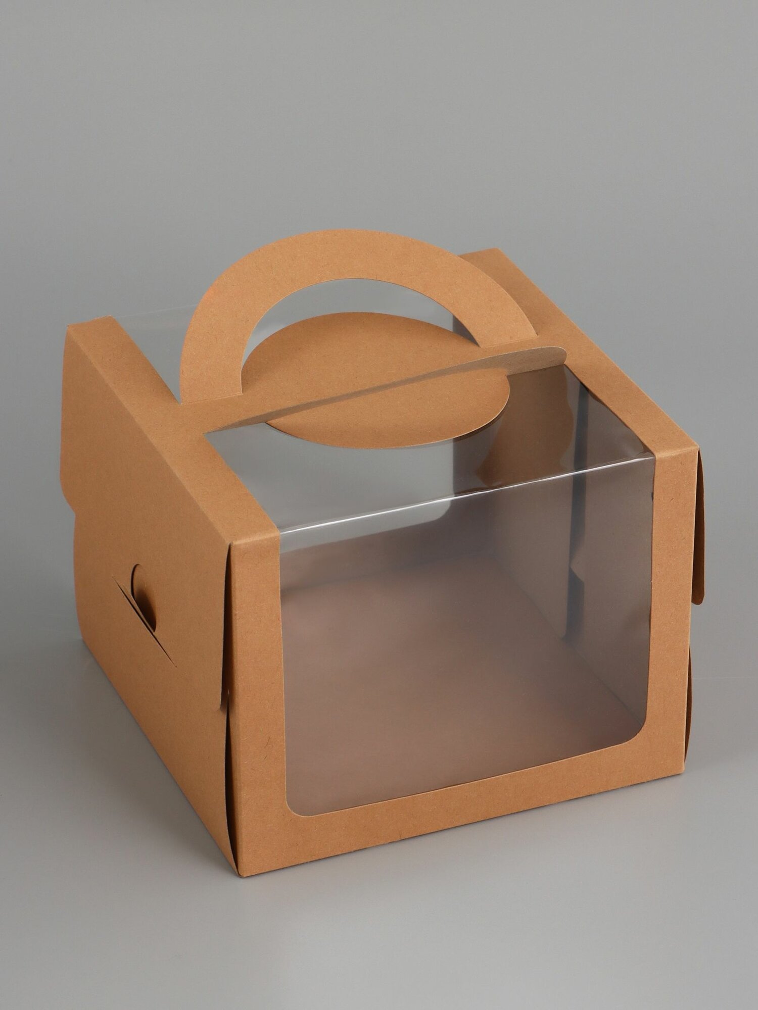 Набор коробок 2 шт. под бенто-торт с окном, крафт, размер 18 х18 х14 см