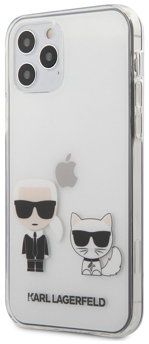Чехол Lagerfeld для iPhone 12/12 Pro (6.1) PC/TPU Ikonik Karl & Choupette Hard Transp