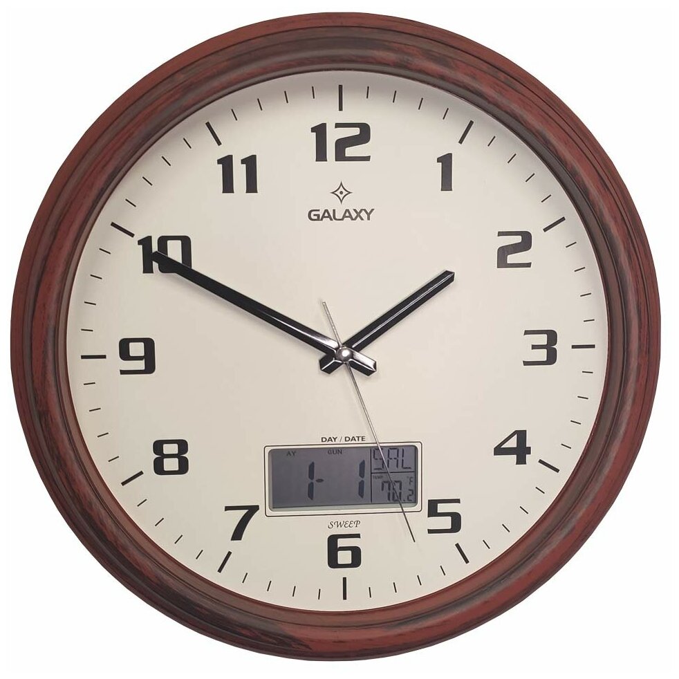 Galaxy Настенные часы с термометром и гигрометром GALAXY T-1971-F