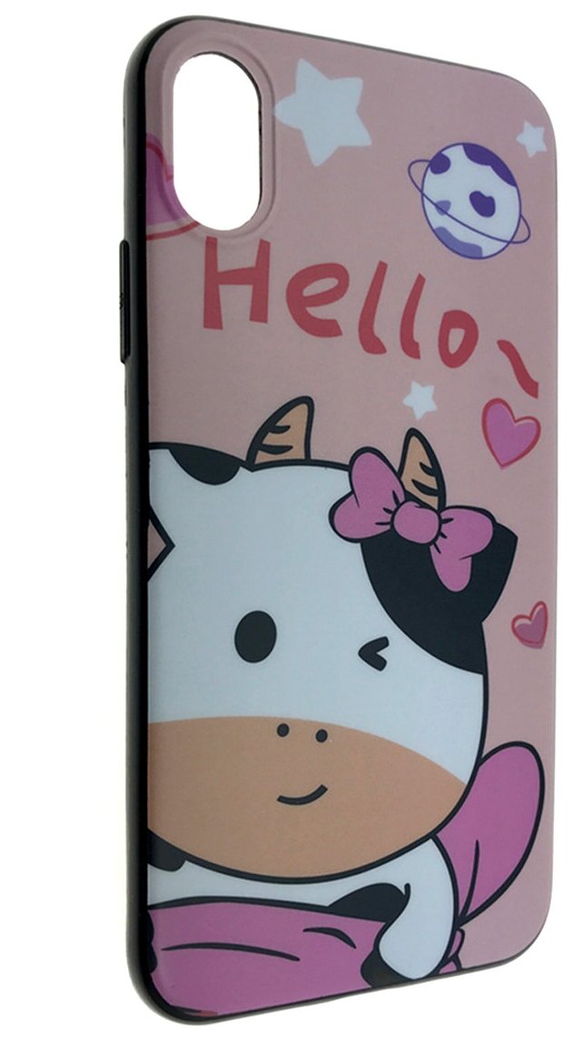 Чехол на смартфон iPhone X накладка детская силиконовая с закрытыми кнопками с ламинированным прикольным рисунком для ребенка Милые животные