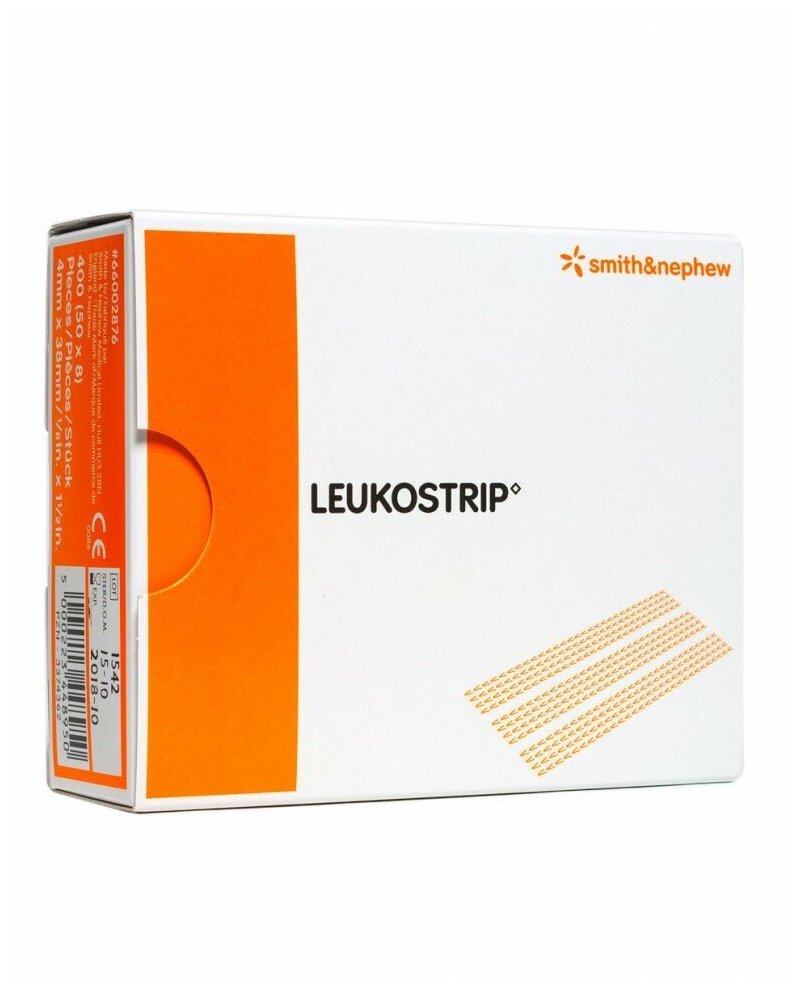 Повязка пластырная Leukostrip (Лейкострип) гипоаллергенная для закрытия и фиксации краев раны, стерильная, 6.4х76мм, 66002878 (10 Бл (10бл х 3шт=30шт))