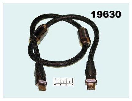 Шнур HDMI-HDMI 0.75м gold металл шелк (фильтр) Premier
