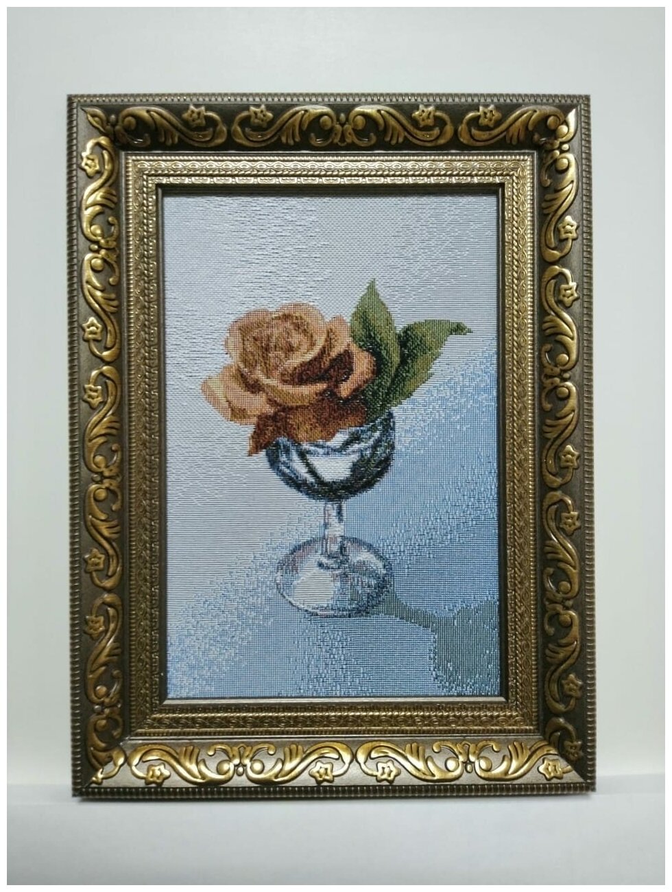 Гобеленовая картина "Роза в бокале" 22х29
