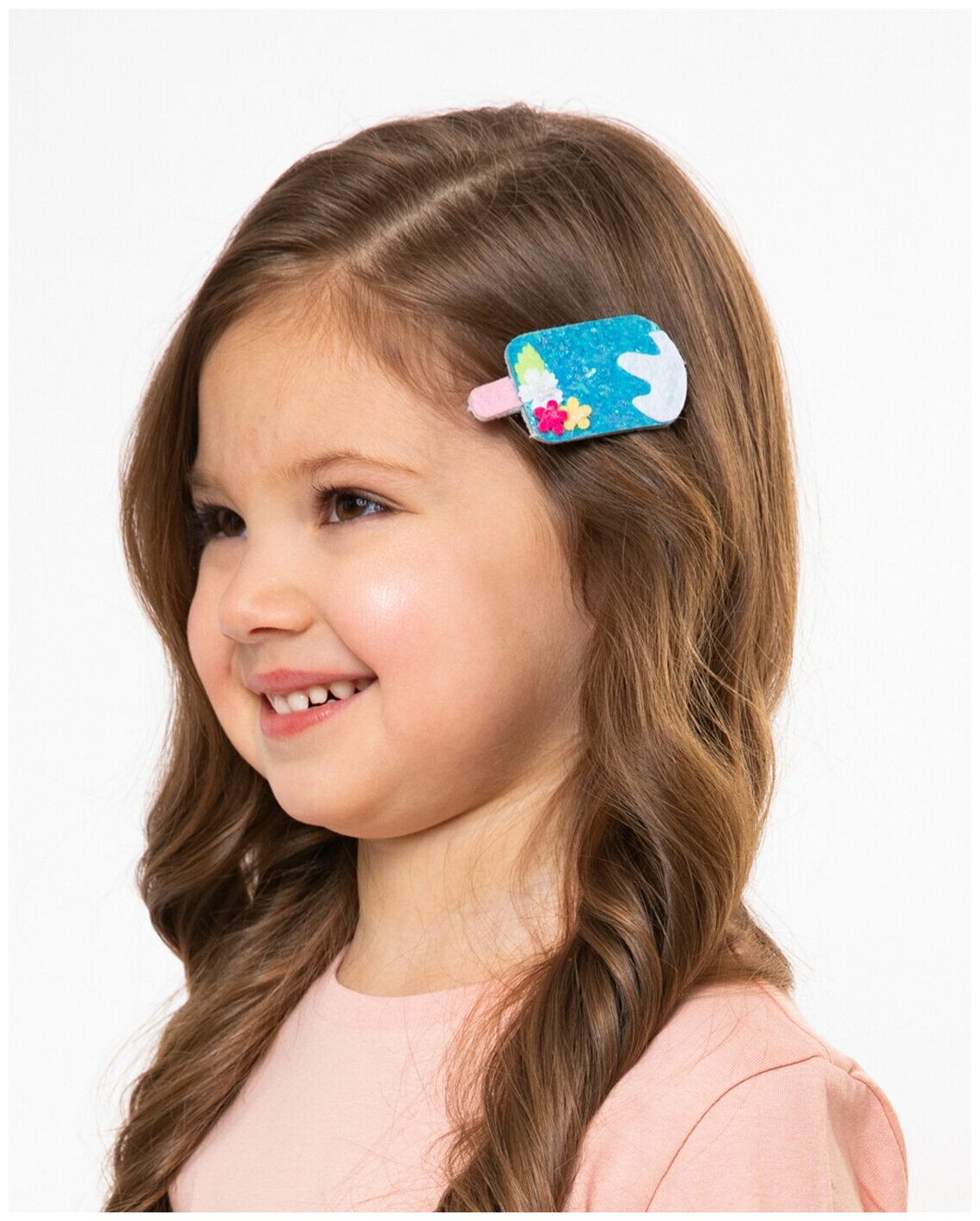 Заколка Caralon для девочки с блестками "Эскимо" голубая