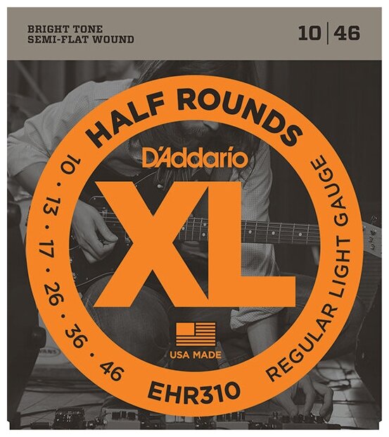 EHR310 Half Round Комплект струн для электрогитары, Regular Light, 10-46, D'Addario