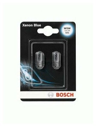 BOSCH лампа 12V W2.1X9.5D W5W бесцокольная XENON BLUE В блистере (УП. 2 ШТ.) 1987301033