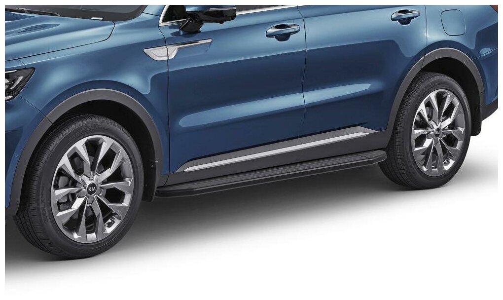 Пороги алюминиевые с площадкой "Premium-Black" (арт. A180ALB.2806.1) KIA Sorento 2020- н. в.