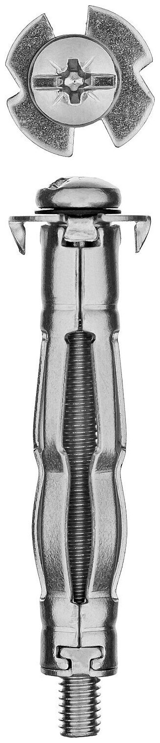 Анкер молли для пустотелых материалов, 8 мм x M4 x 38 мм, 100 шт, оцинкованный, ЗУБР