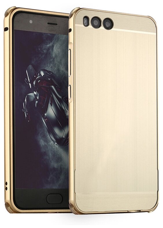 Чехол-бампер MyPads для Huawei Honor V8 c алюминиевым металлическим бампером и поликарбонатной накладкой золотой