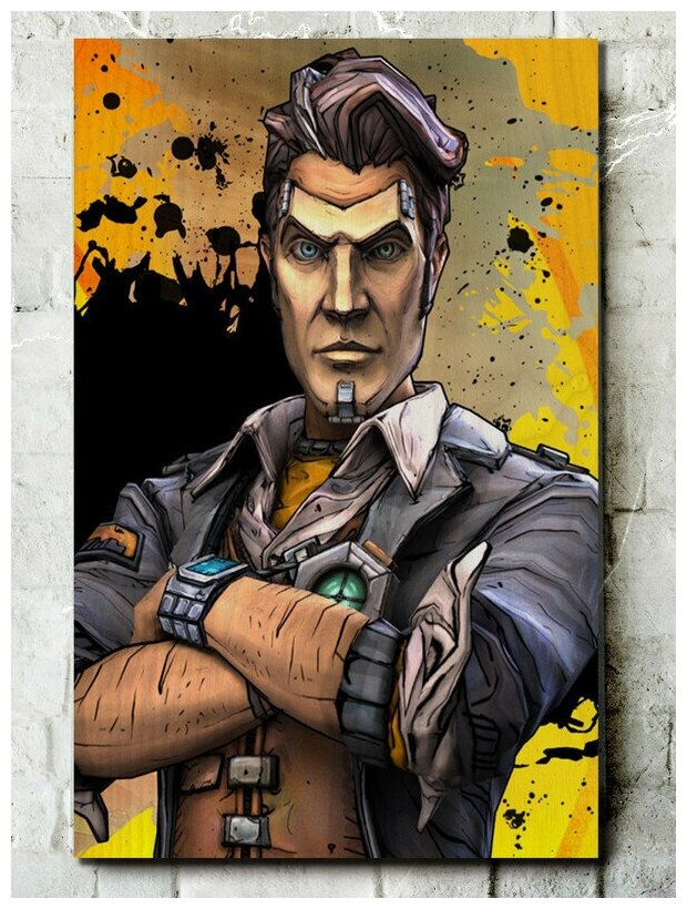 Картина интерьерная на дереве, размер 47х30, сосновая плита игра Borderlands The Handsome Collection - 11201 В
