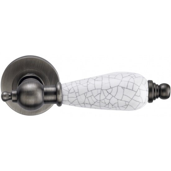 Дверная ручка Archie GENESIS REDONDO Bl.Silver, черн. серебро/керамика кракелюр