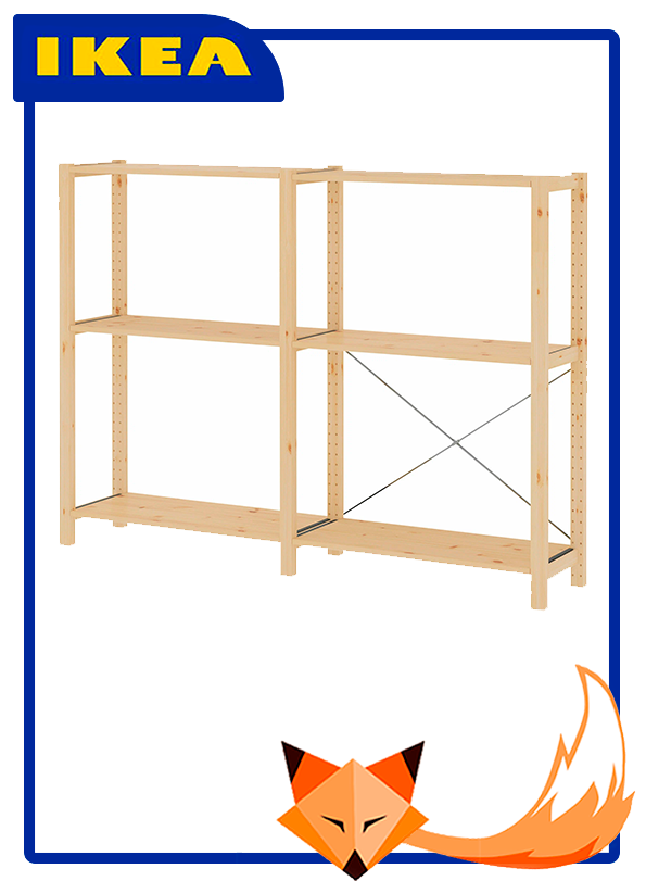 Стеллаж IKEA Ivar 174х30х124 см, 6 полок, массив сосны, без покрытия
