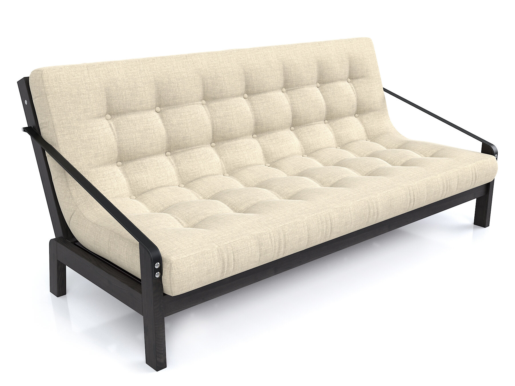 Диван прямой кушетка Arsko Локи, бежевый-венге, рогожка, трехместный, в гостиную, в прихожую, в офис, на балкон, на ножках