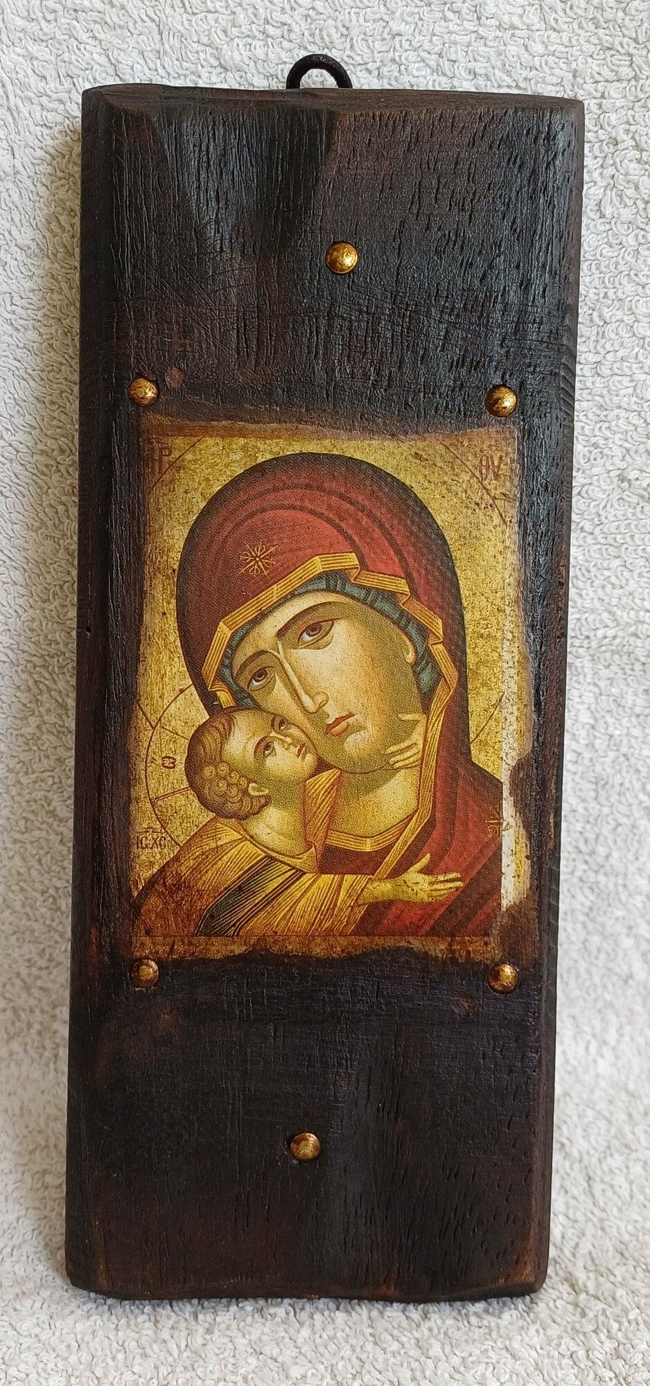 "Владимирская" икона Богородицы, Греция, 17x7 см
