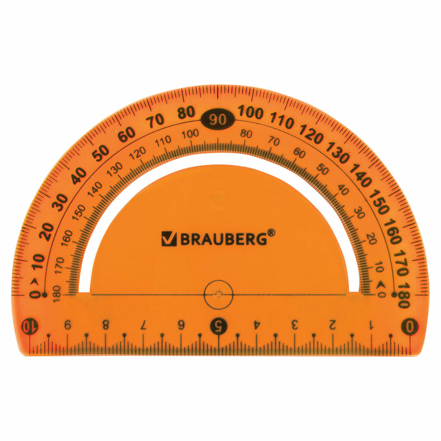 Упаковка 24 шт. Транспортир 10 см гибкий BRAUBERG "FLEX", пластиковый, 180 градусов, ассорти, европодвес, 210676