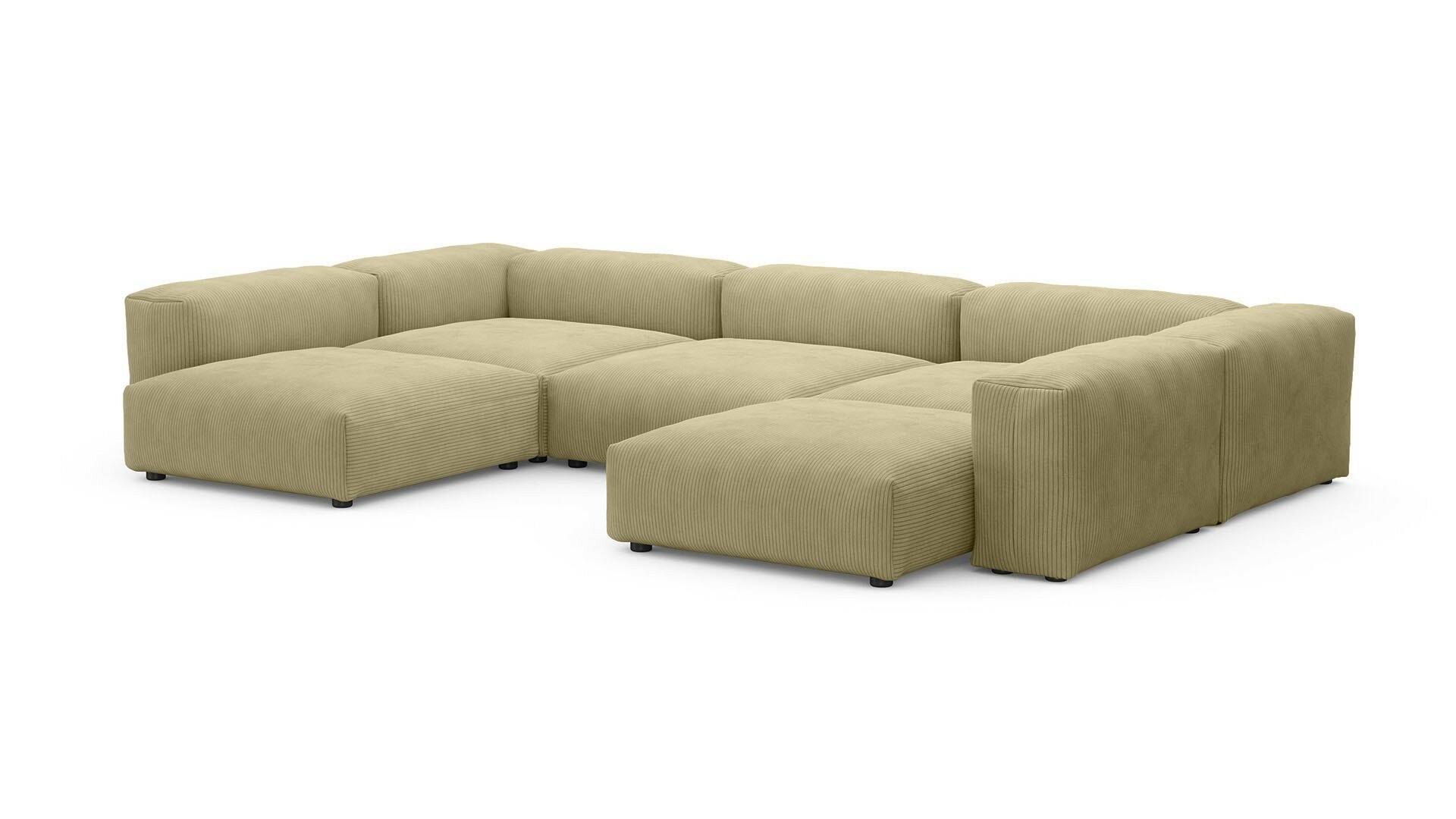 Диван Фиджи (П-образный) Cilium Cream NEW 378x242x62 см, бежевый Вельвет, нераскладной GOODFORM