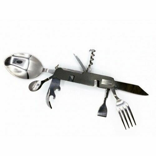 Мультифункциональный нож-ложка-вилка Армейские Будни, складной, нержавеющая сталь