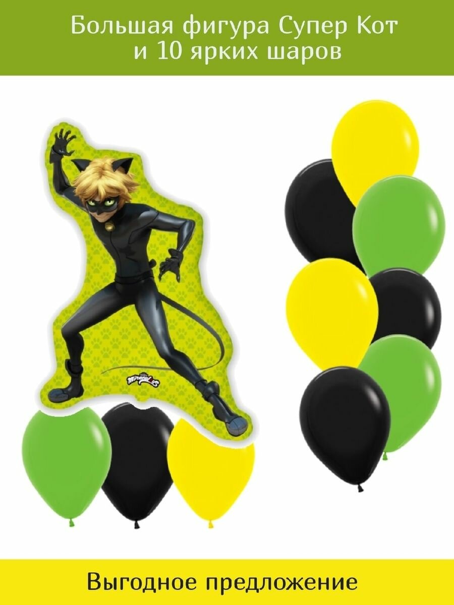 Воздушные шарики Супер Кот, набор 11 шт