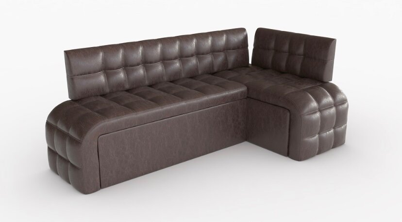 Диван кухонный DiHall "Бристоль", трансформация дельфин, экокожа, коричневый, 210x115x82 см