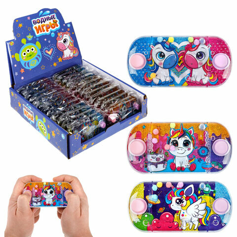 Водный тетрис колечки "Единороги", 12х6х2,3 см, ассорти 3 вида, дисплей, 1TOY, T24397, Т24397 (цена за 24 шт.)