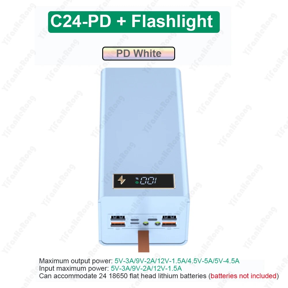 Power Bank YiFanHeRong C24, Flashlight, PD White