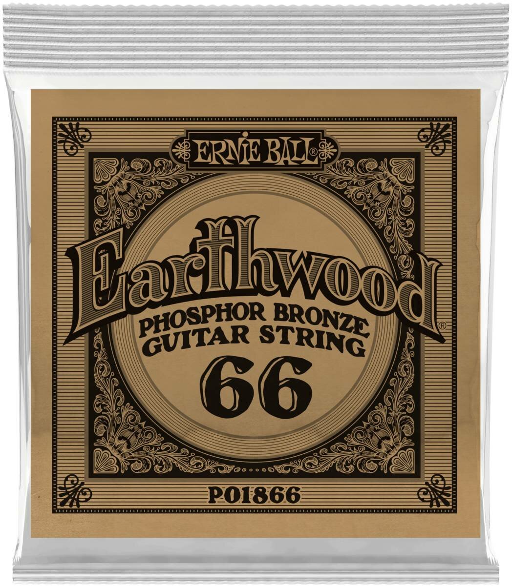 ERNIE BALL 1866 Earthwood Phosphor Bronze .066 - Струна одиночная для акустической гитары