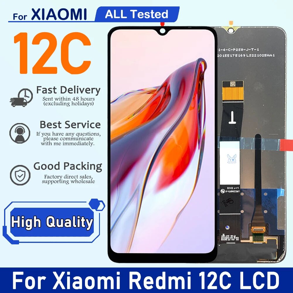 ЖК-дисплей 6,71 дюйма для Xiaomi Redmi 12C, 12 c дисплей, сенсорная панель, дигитайзер для Redmi 12C, дисплей 12C LCD 22120RN86 Black No Frame