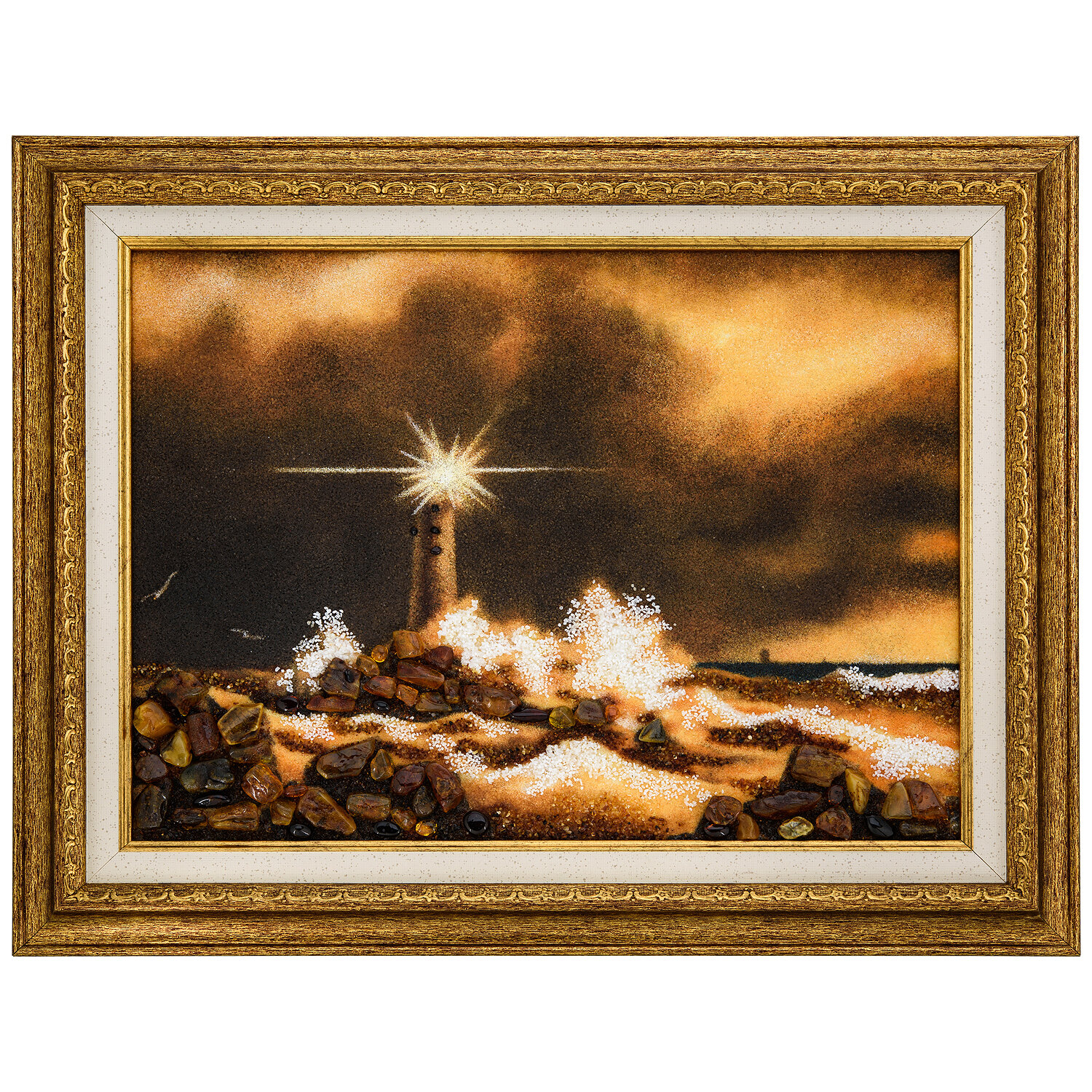 Картина янтарная "Маяк" 30х40 см