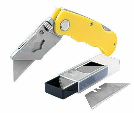 Нож профессиональный по гипсокартону складной, со сменными трапецевидными лезвиями 5 шт. Нож канцелярский. Нож по линолеуму. Нож в поход