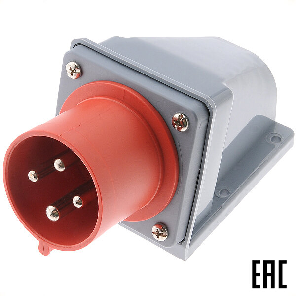 Вилка стационарная ВС-103 26161DEK 32А 380В 3P+PE IP44 CEE524-6 DEKraft