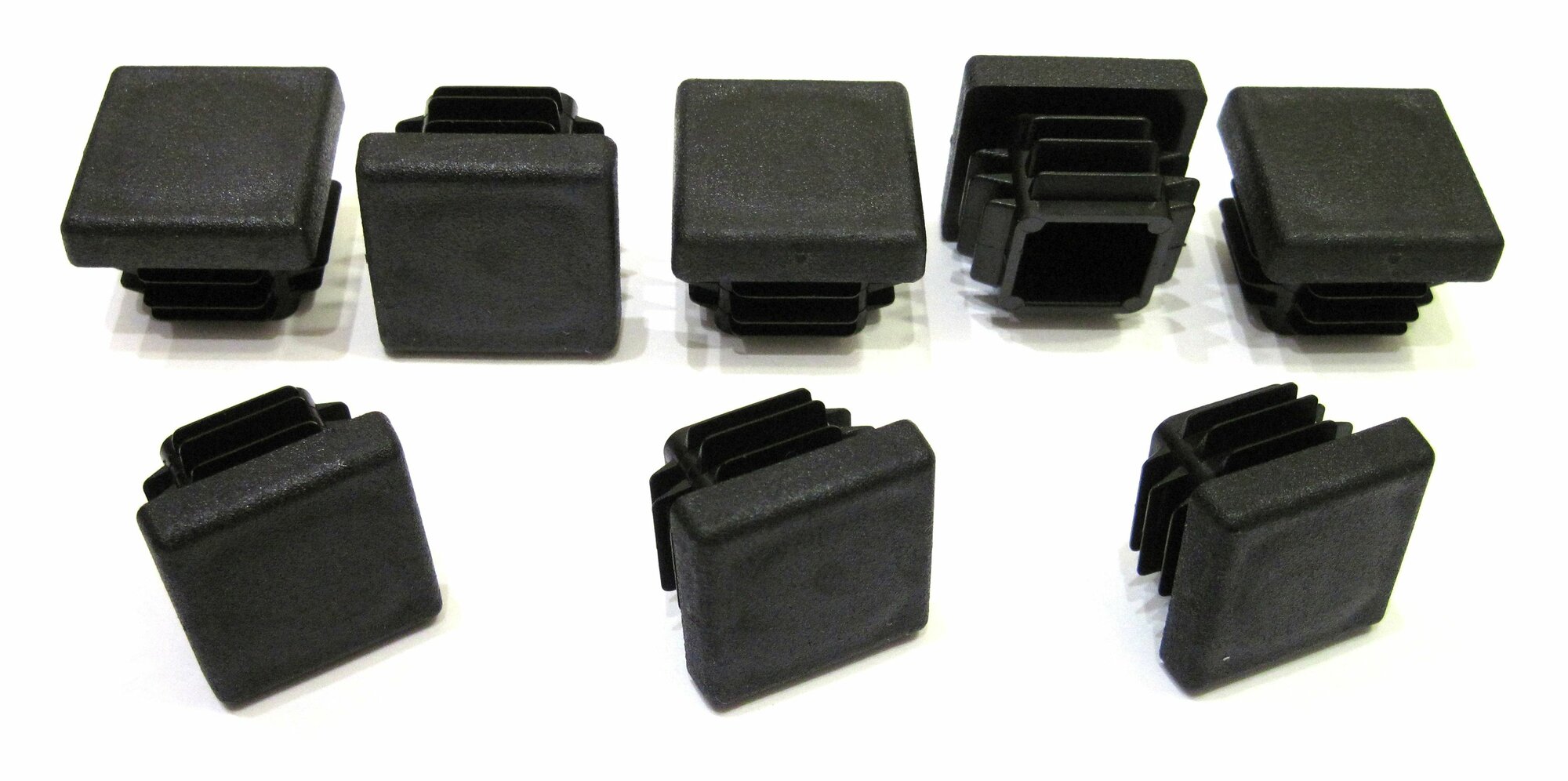 Заглушка квадратная для трубы с внешними размерами 22х22мм и размерами отверстия от 16х16мм до 20.5х20.5мм, пластиковая, 8шт.