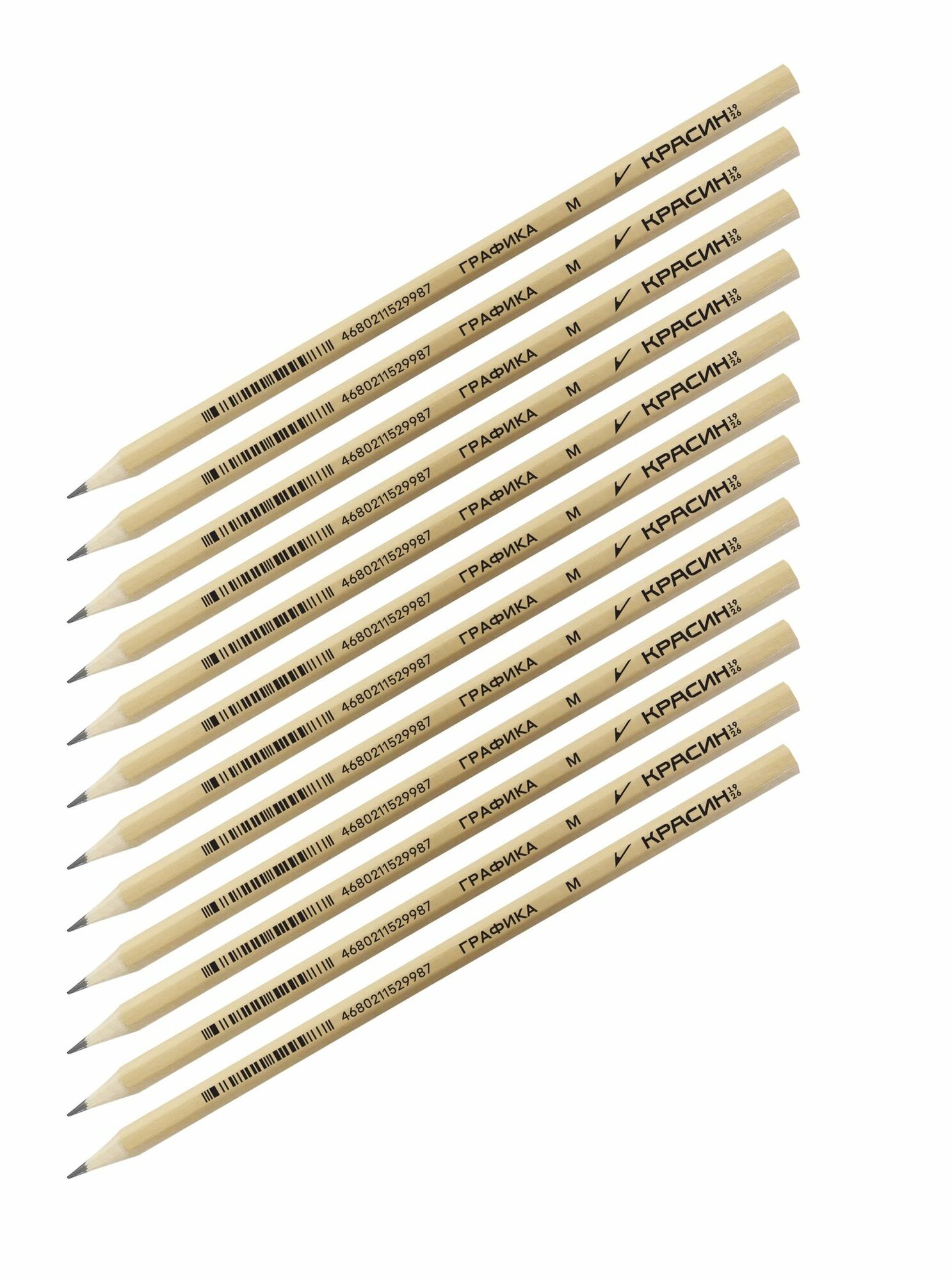 Набор 12 шт. - Карандаш ч/г Красин "Графика" М (В), заточен.